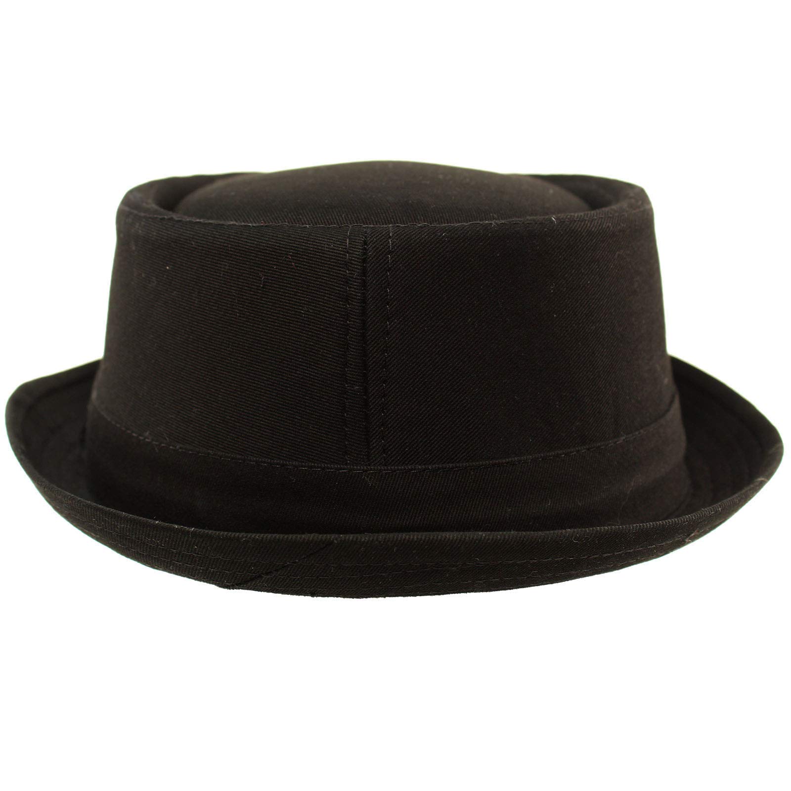 Men's Everyday Cotton All Season Porkpie Boater Derby Fedora Sun Hat L/XL Black