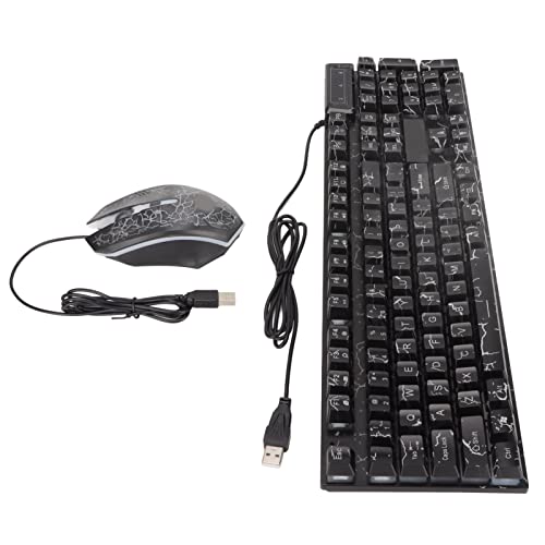 USB Keyboard and Mouse Combo, 104 Keys Drain Design Material ABS Floating Keyboard Home Gaming Keyboard for Office