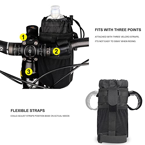 Rhinowalk Bike Handlebar Water Bottle Bag Drink Cup Holder Bicycle Front Insulated Stem Bag (with phone pocket&shoulder strap)