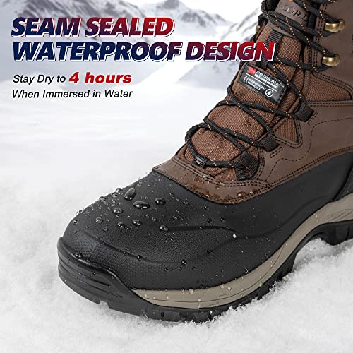 R CORD Snow Boots for Men Mens Snow Boots Mid Calf Winter Boots Lace Up Outdoor Duck Boots Snow Boots for Men Brown Size 11