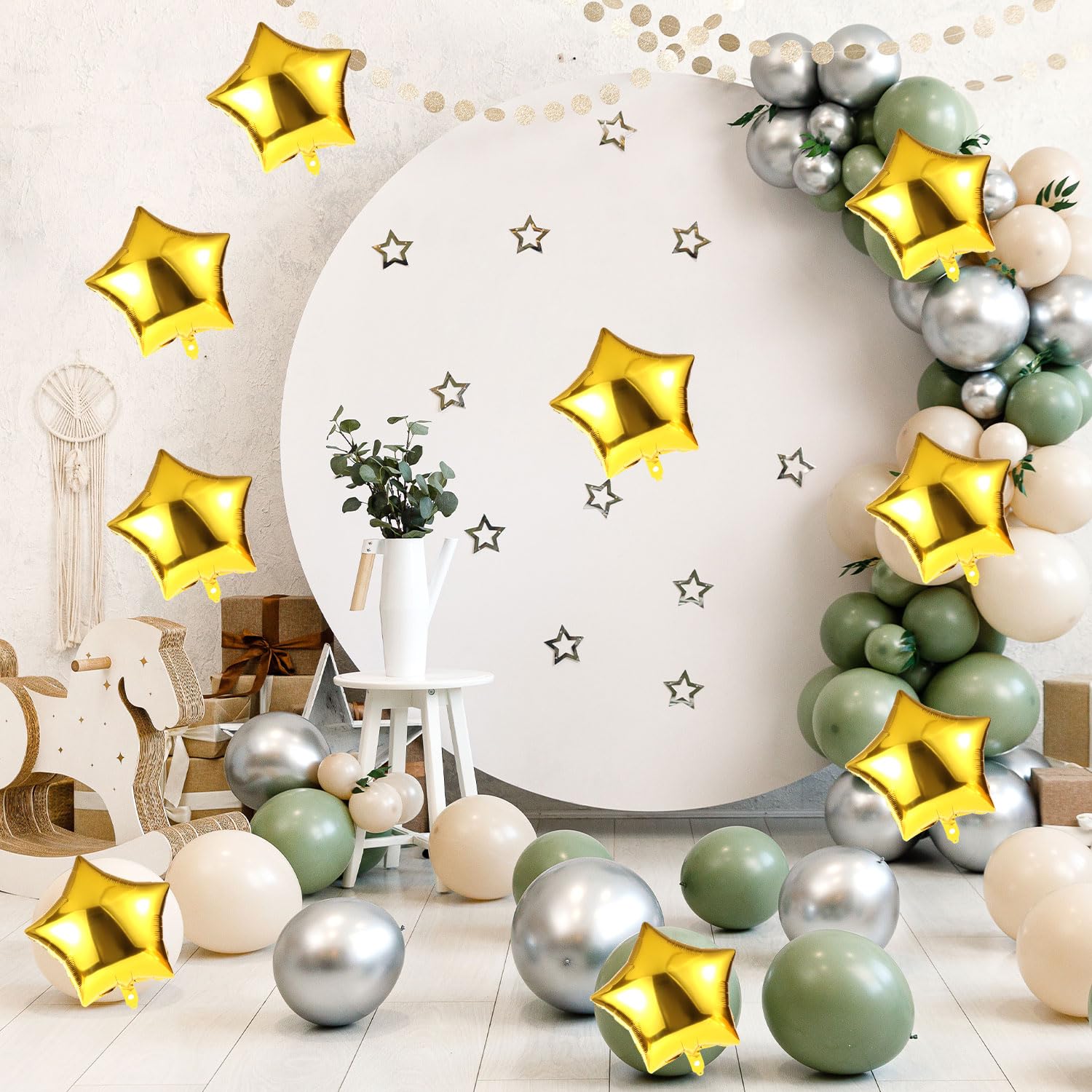 LUTER 50pcs Gold Star Shaped Foil Balloons, 5 Inch, Self Sealing, for Wedding, Baby Shower, Birthday Party Decoration