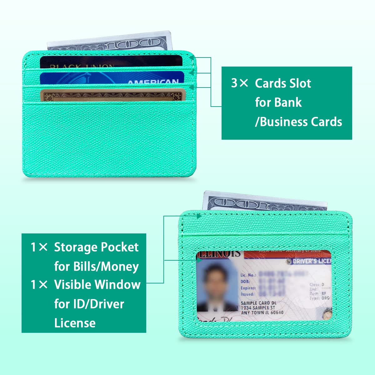 Rabbitale 2 Pack Slim Minimalist Wallet, Business Card Case Professional PU Leather, Front or Back Pocket Card Holder Wallet Credit Card ID Case/Holder for Men & Women. (Generation 2 Black & Brown)