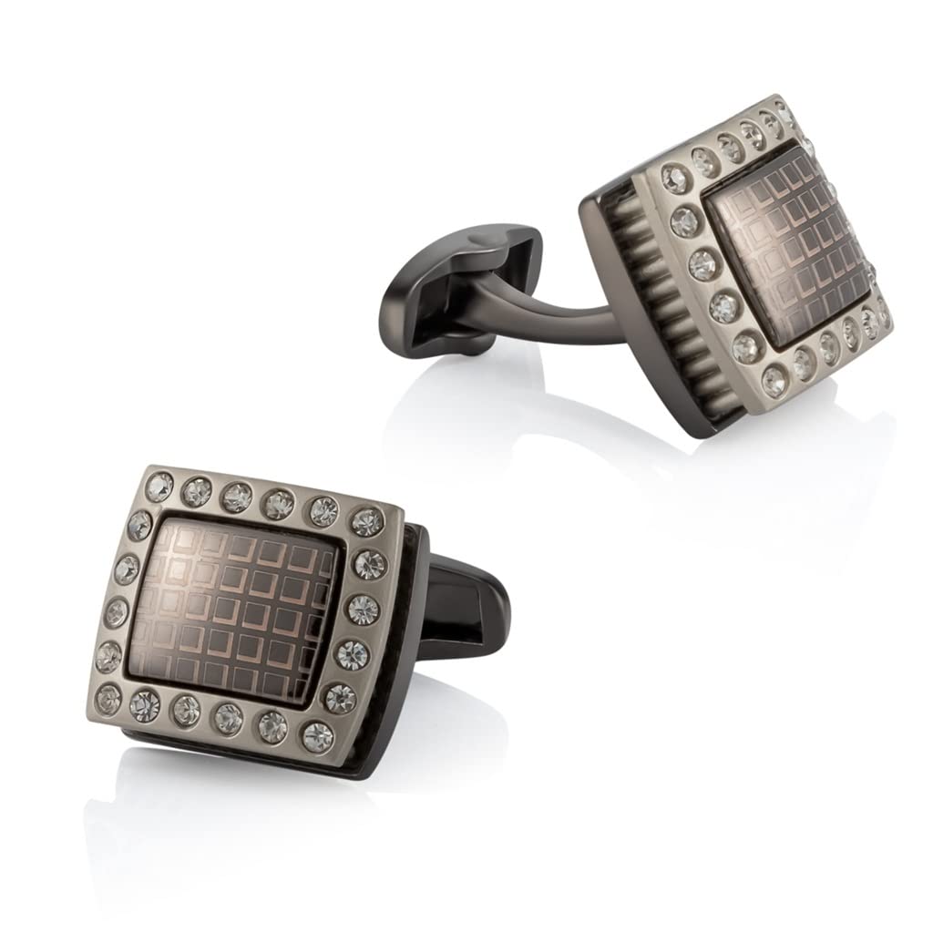 Square Double Layer Alloy Cufflinks Foreign Trade Men's French Cufflinks (Color : B, Size : One Size) (A One Size)