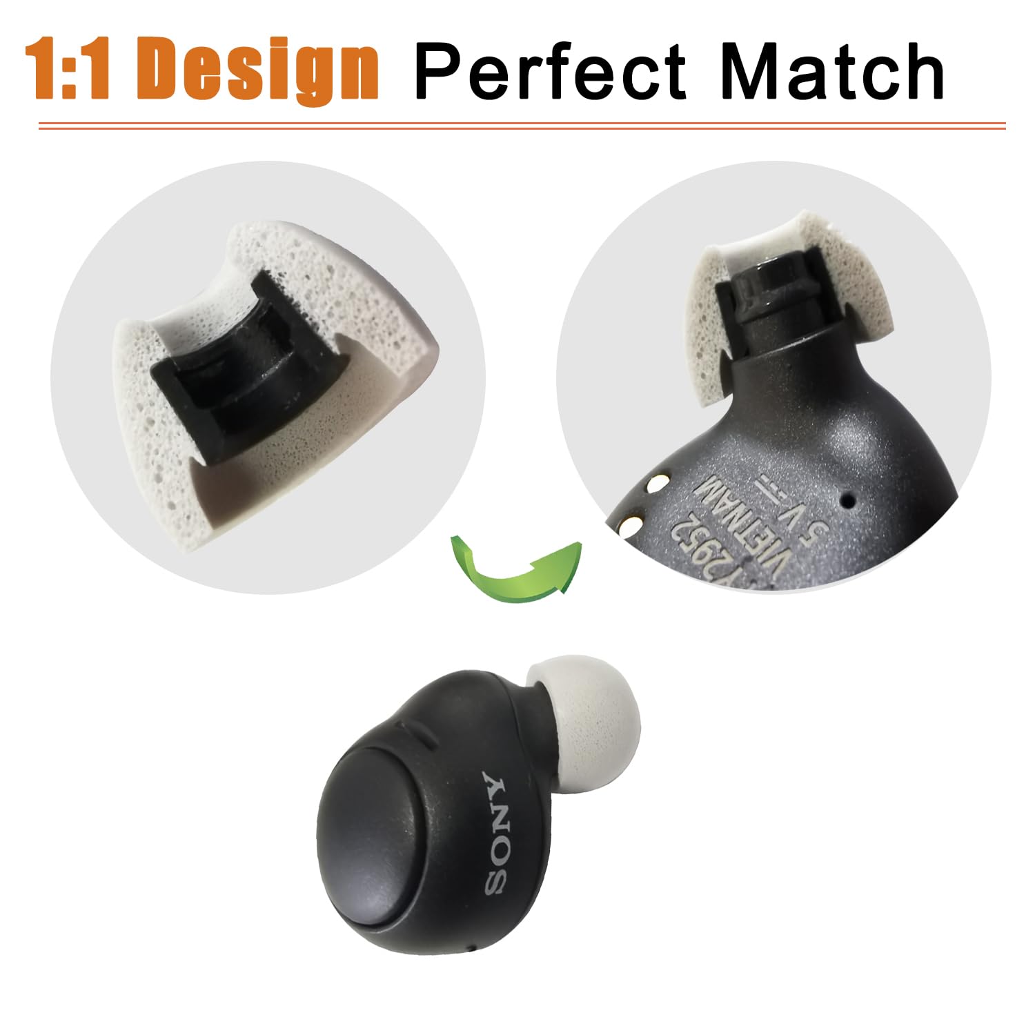 Memory Foam Tips for Sony LinkBuds S/WF-C500 WF-C700N Ear Tips for Sony Earbuds WF-1000XM4 WF-1000XM3 LinkBuds S Replacement Tips Fit Charging Case 3 Pairs LMS White