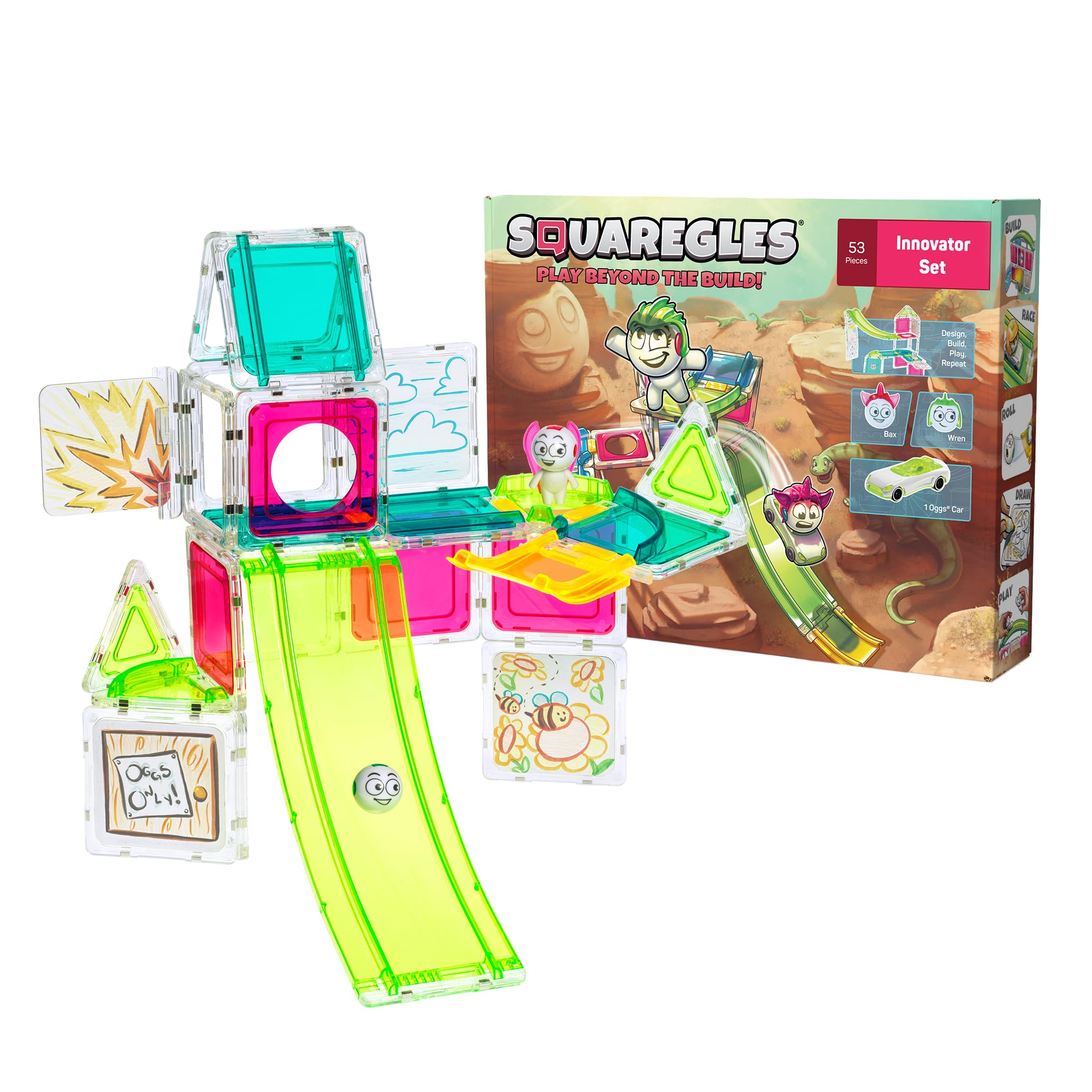 Squaregles Innovator Set - 53-Piece Magnetic Building Set with Strong Magnets for Creative Construction