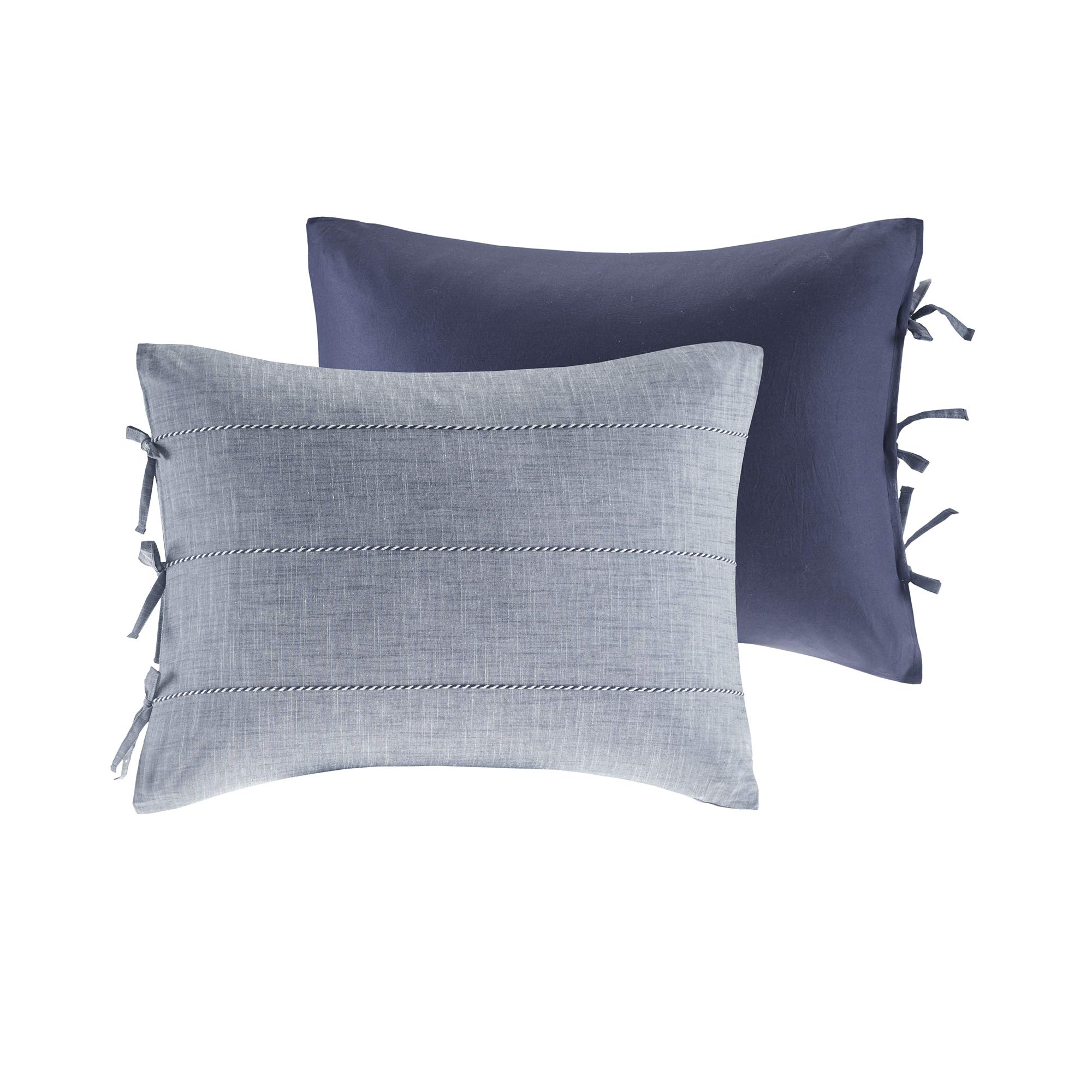 Madison Park Raven 3 Piece Cotton Yarn Dye Duvet Cover Bedding Set, Full/Queen Size, Denim Blue