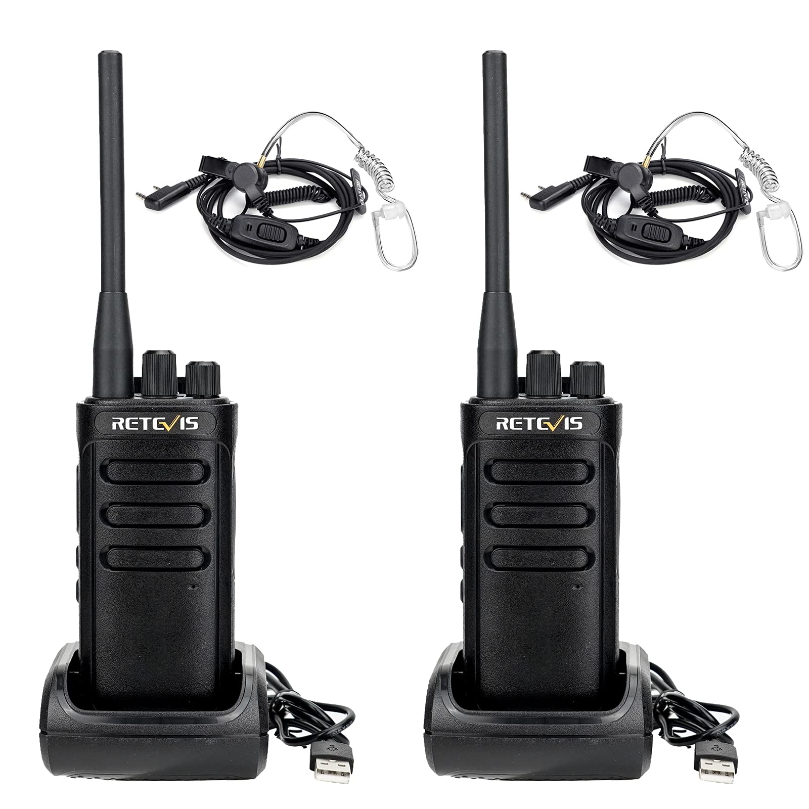 Retevis RB85 Walkie Talkies for Adults Long Range, High Power 2 Way Radio with Earpiece, Rechargeable Two Way Radios, AI Noise Cancelling, for Security, Hotel(2 Pack)
