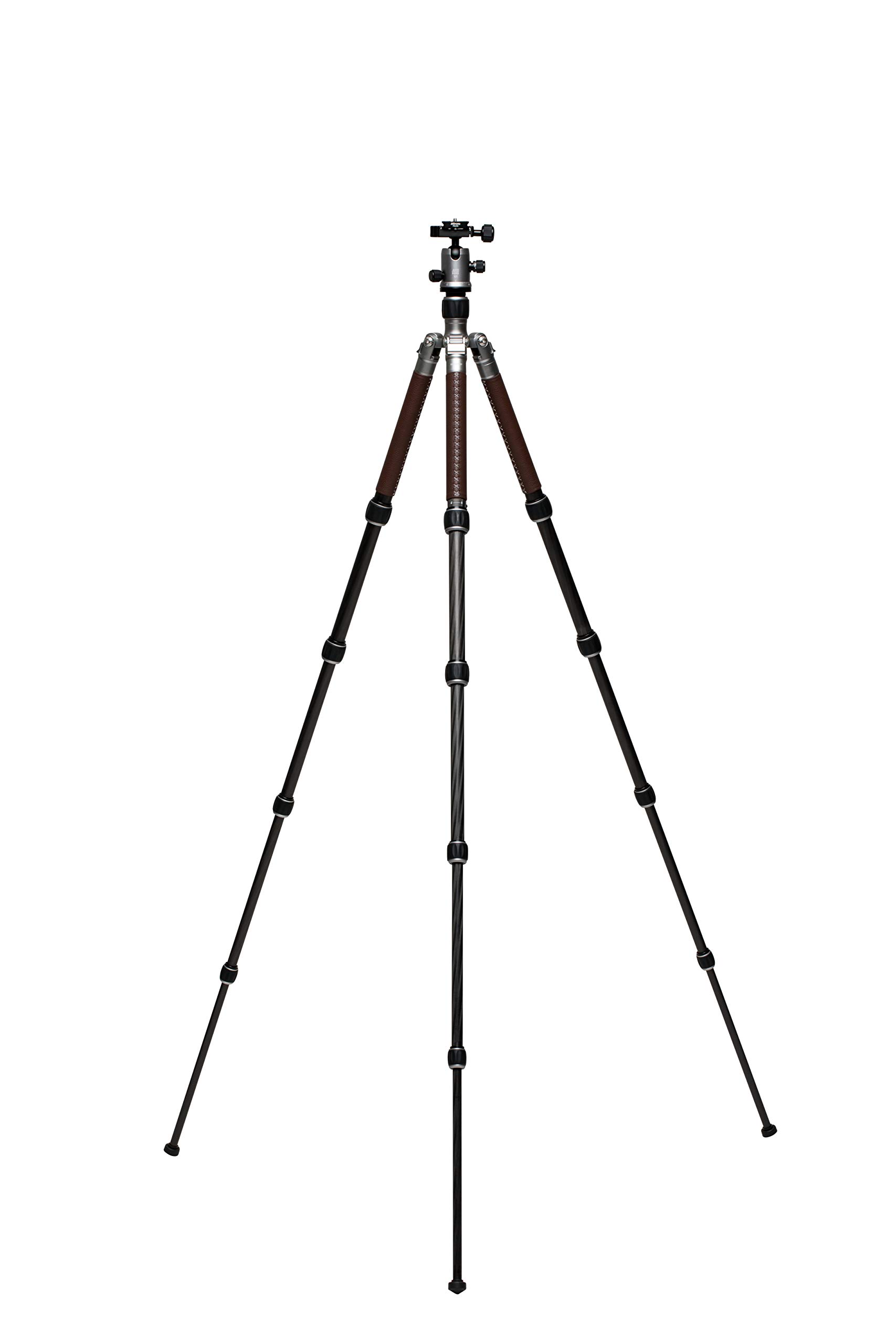 MeFoto RoadTrip Classic CF Leather Edition Lightweight 61.6" Carbon Fiber Tripod/Monopod, w/Case, Twist Locks, Dual Action Ballhead w/Arca Swiss Plate - Titanium (C1350Q1TL)
