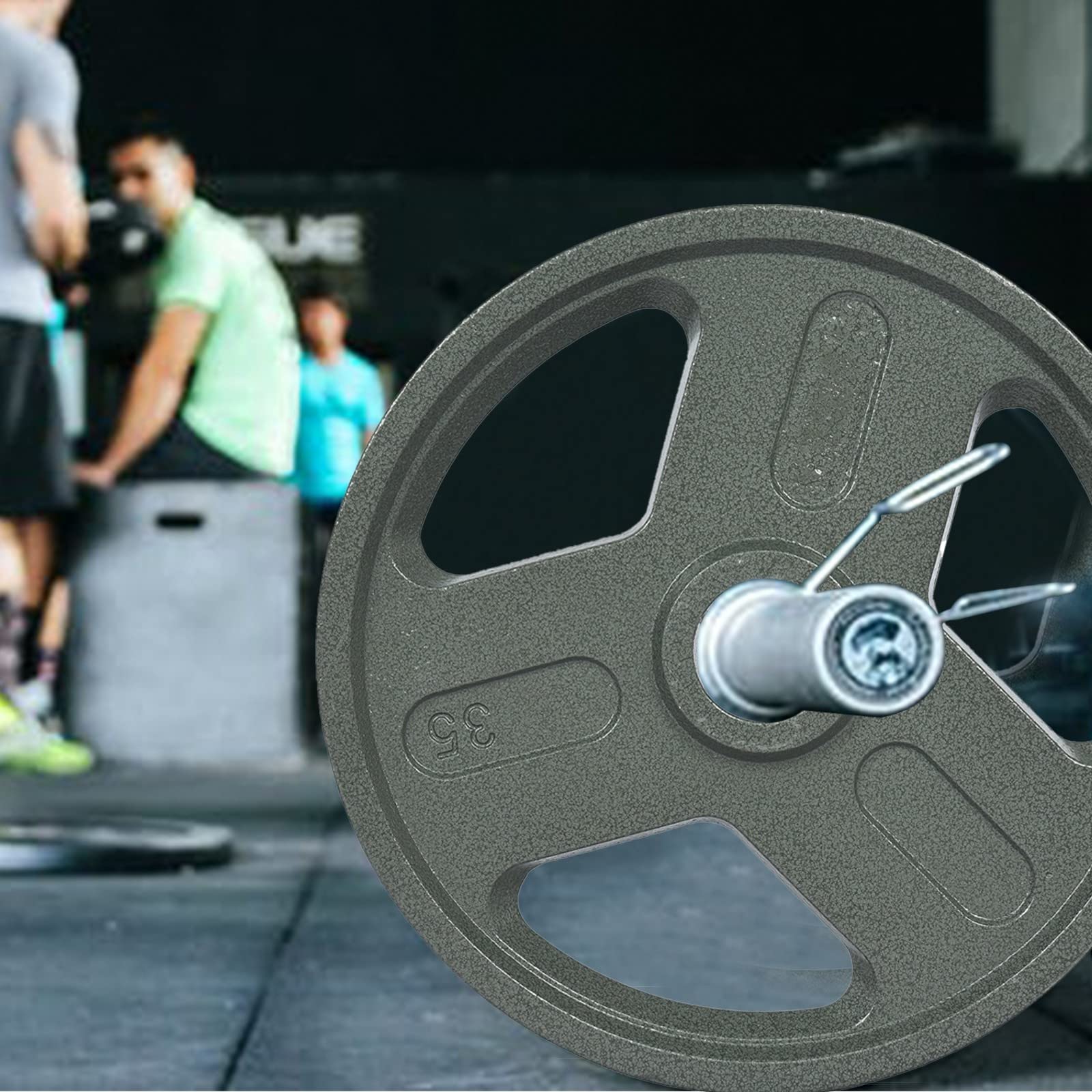 Multiple Olympic 35LB Weight Plates, Bumper Plates Barbell Weights with 2 Inch Grip for Strength Training Weightlifting Weight Loss Home Gym Equipment (3-hole 35lb green)