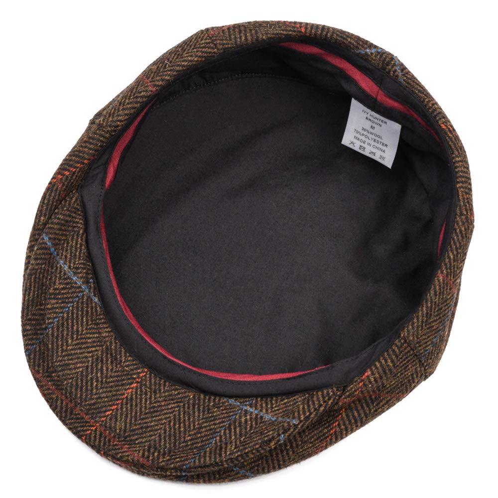 Newsboy Cap for Men, Flat Cap, Ivy Hat Wool Blend, Mens Caps, Gatsby Hat | Lg Dark Brown