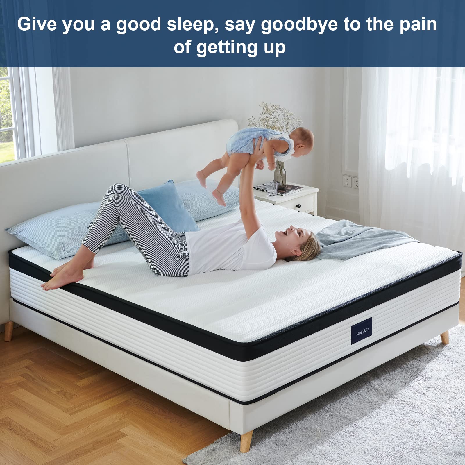 Molblly Full Mattress, 12 inch Innerspring Mattress in a Box, Ultimate Motion Isolation Individually Wrapped Pocket Coils Mattress, Pressure Relief and Supportive