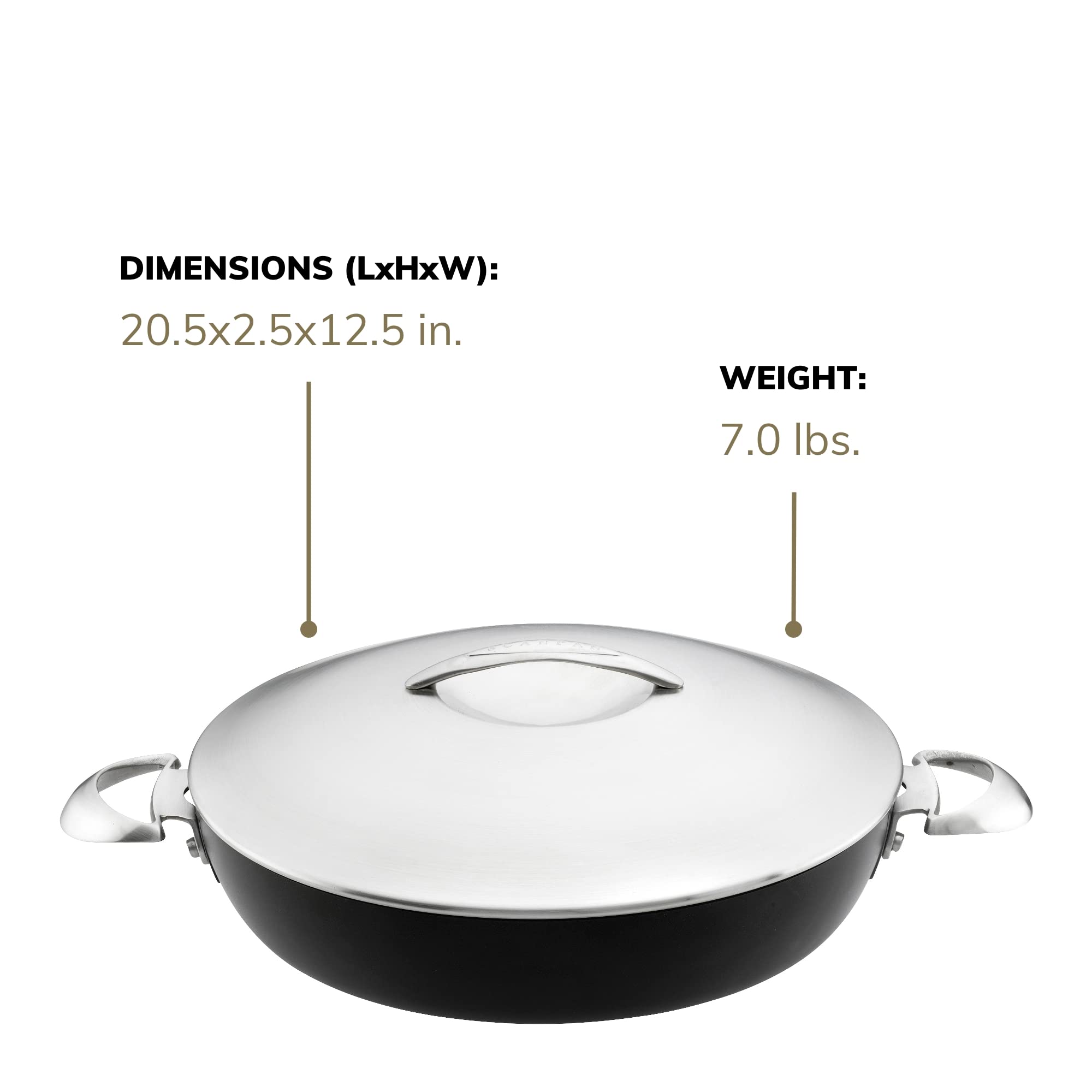 SCANPAN Professional 4.25 qt Chef Pan with Lid - Easy-to-Use Nonstick Cookware - Dishwasher, Metal Utensil & Oven Safe - Made in Denmark