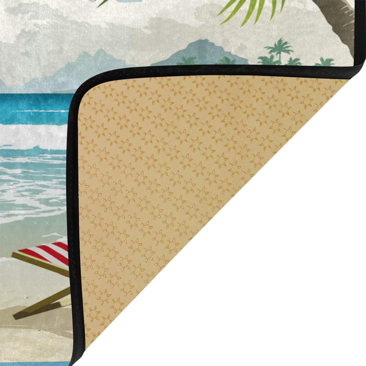 Soft Chef Cushioned Kitchen Rug Mats RugsSoft Non-Slip Floor Mats Washable Doormat Bathroom Kitchen Runner Area Rug Carpet (Hawaii Beach)