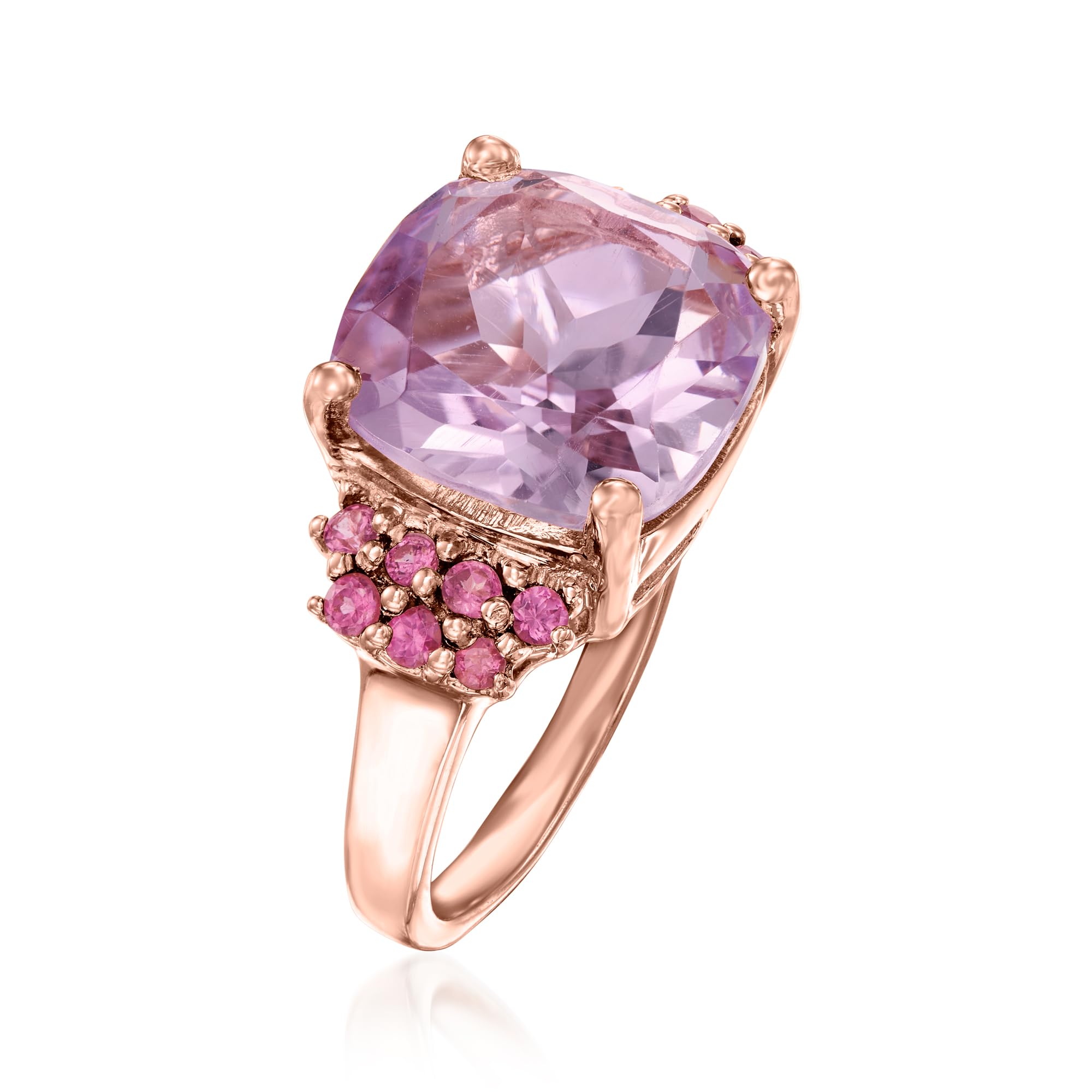 Ross-Simons 4.90 Carat Amethyst and .60 ct. t.w. Rhodolite Garnet Ring in 18kt Rose Gold Over Sterling. Size 9
