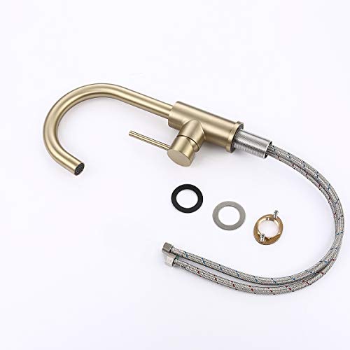 WiPPhs Bar Faucets Single Hole, Brushed Gold Mini Kitchen Sink Faucets, Single Handle Lead-Free Modern Wet Bar Sink Faucets Mixer Taps