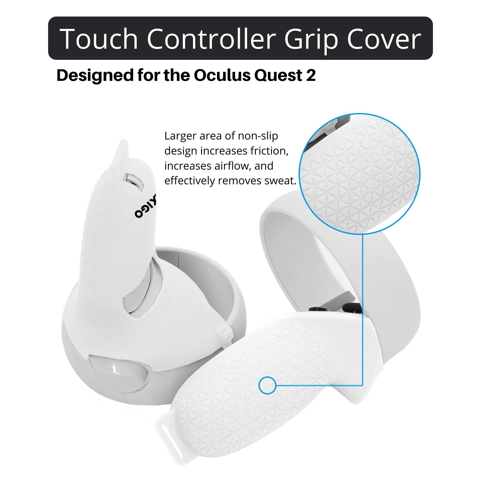 NexiGo Touch Controller Grip Cover for Oculus Quest 2, Silicone Grip Protection Cover Accessories, Comfortable Silicone VR Anti-Throw Handle Protective Sleeve (Matte White)