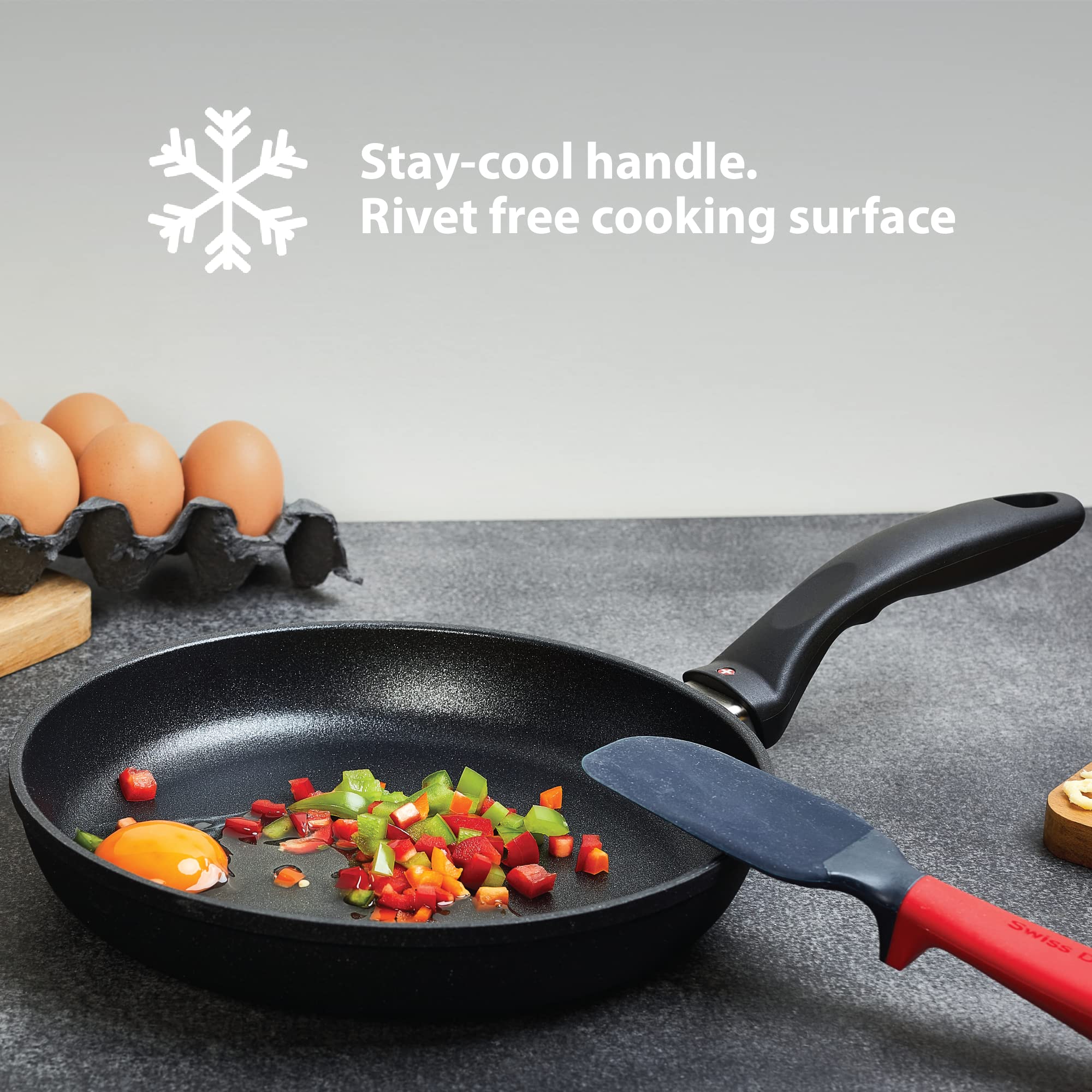 Swiss Diamond 12.5" Induction Fry Pan HD Nonstick Diamond Coated Aluminum Skillet, Dishwasher and Oven Safe, Gray