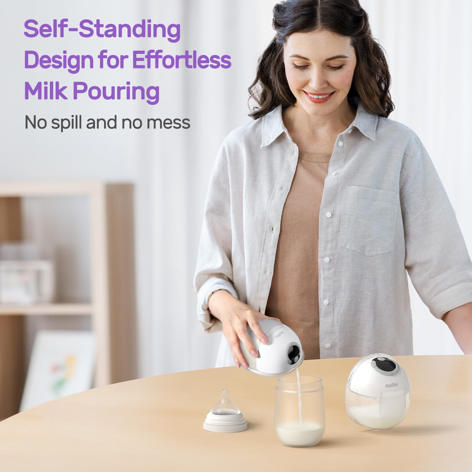 Nuliie Hands-Free Breast Pump S32, Electric Wearable Breast Pumps 4 Modes 9 Levels, More Private, 24MM Comfortable Flange, Memory Function, Replaced Accessories Included (2 Packs, White)