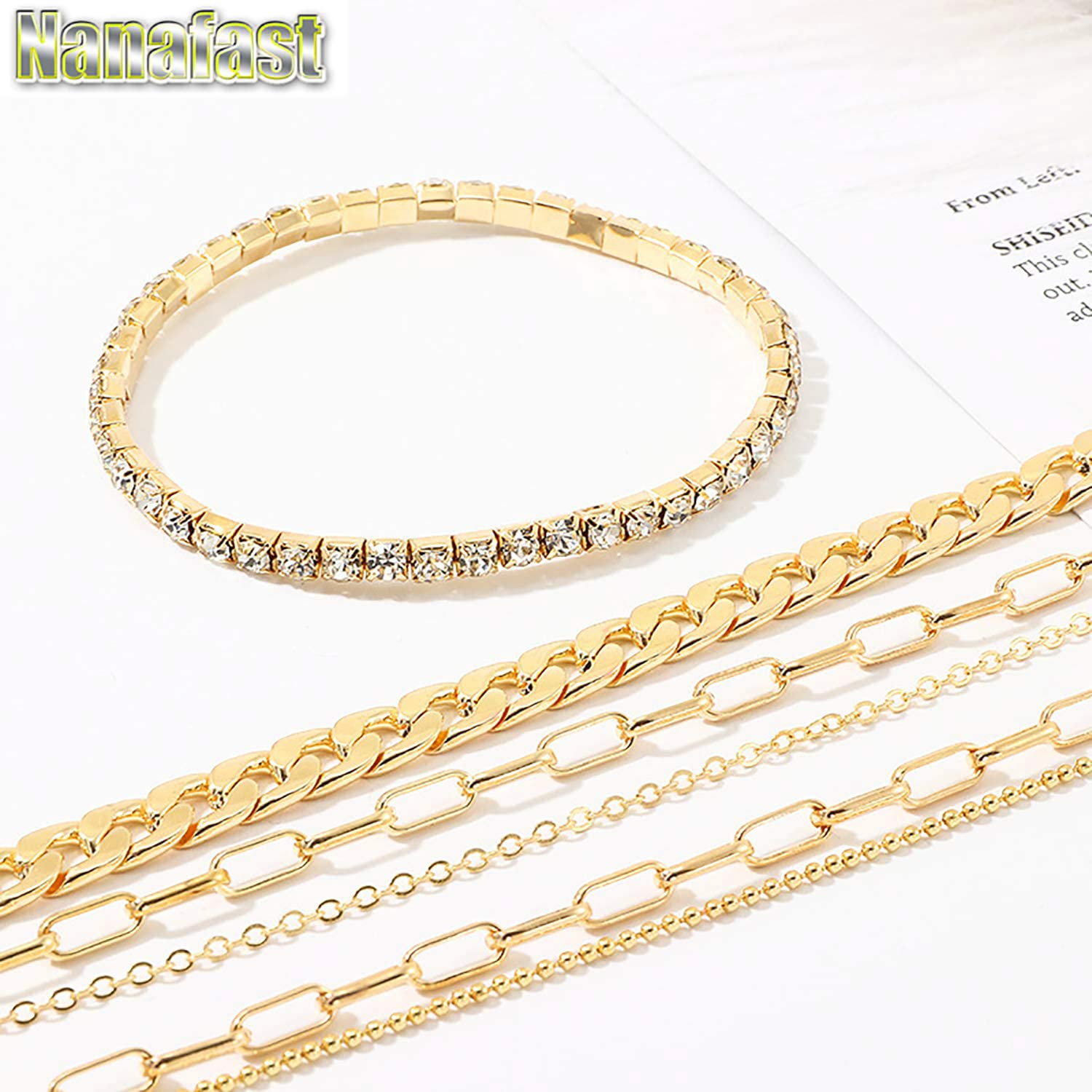 Nanafast 4-6PCS Ankle Bracelets Set for Women Gold Boho Beach Anklet Chain Adjustable Foot Jewelry Extremely Simple Style-4PCS