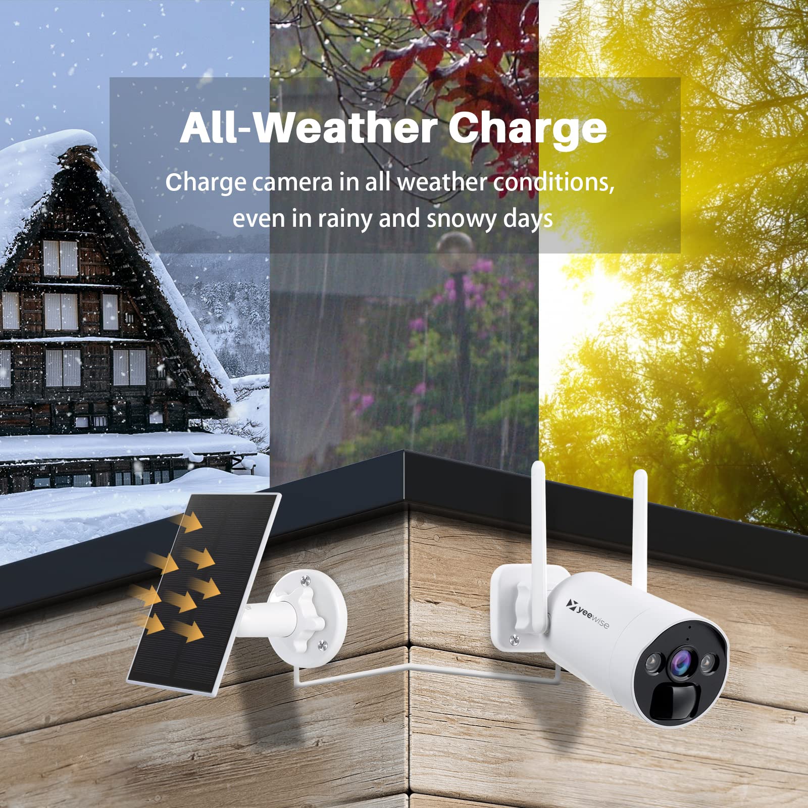 yeewise Solar Security Cameras Wireless Outdoor, 2K 4MP Home Security System, 4 Cameras Kit with Color Night Vision, Forever Power, Spotlight Camera, 10CH NVR with 64G Local Storage, No Monthly Fee