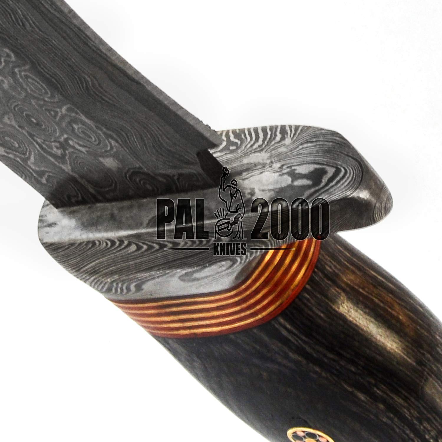 PAL 2000 KNIVES DAM-9812 Handmade Damascus Steel Fixed Blade Hunting Knife Rose wood Handle with Sheath