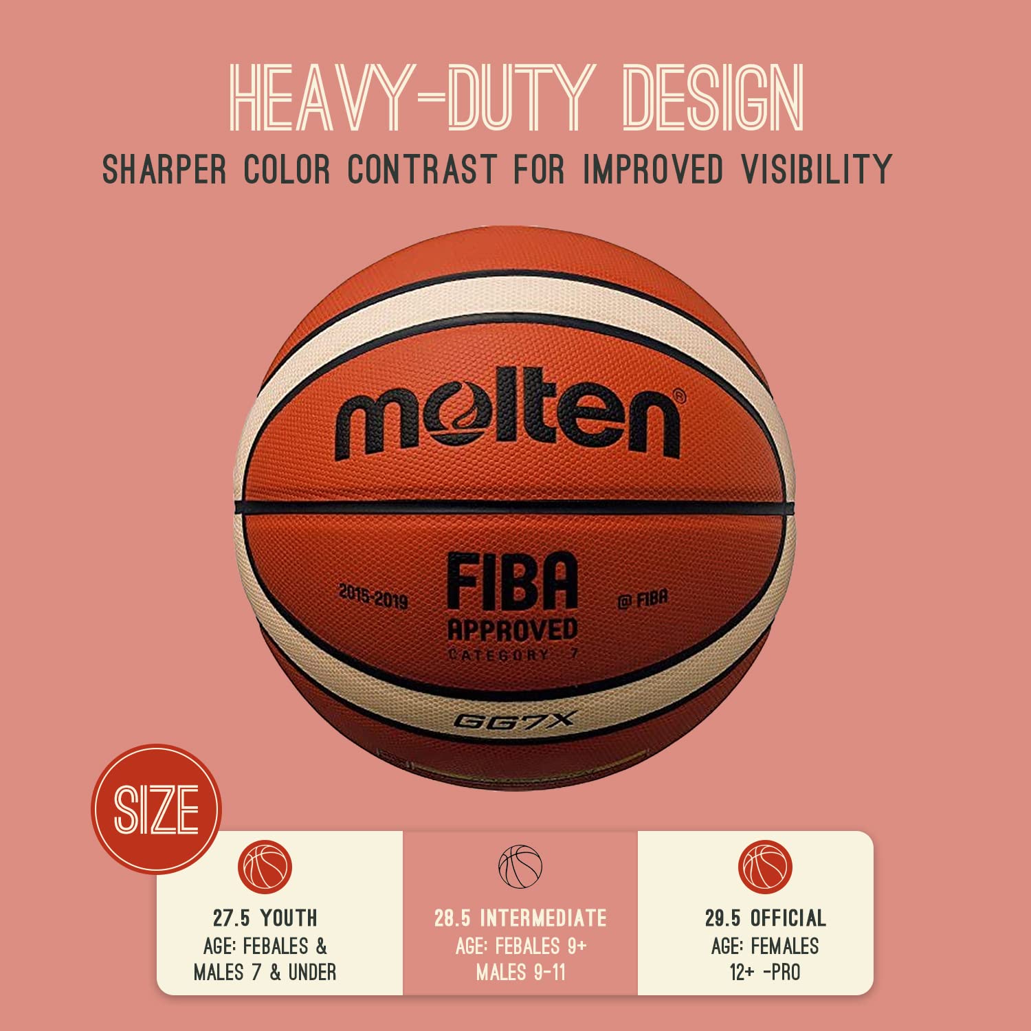Molten X-Series Basketball, 12-Panel 2-Tone Composite - Size 7