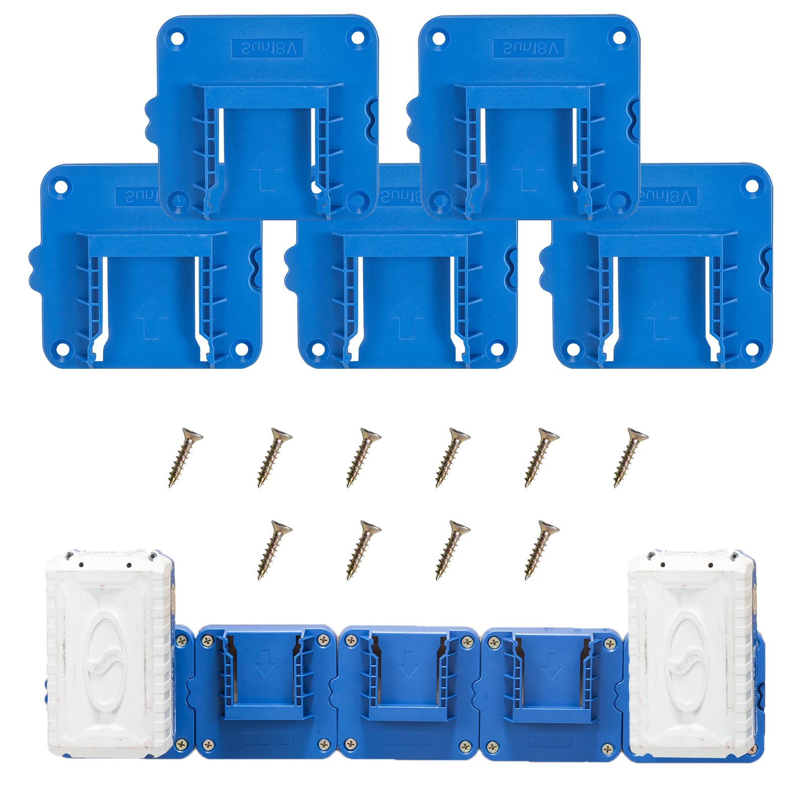 Uniqwamo 5 Pack Battery Holder for Snow Joe & Sun Joe 24V Lithium-Ion Battery,Mounts Dock Holder(w/10 Screws)