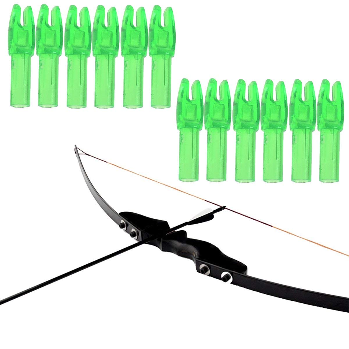 PA 30pcs Archery Green Arrow Nocks Internal fit Shaft ID 6.0mm Plastic Nock Push-in Nock Hunting Use