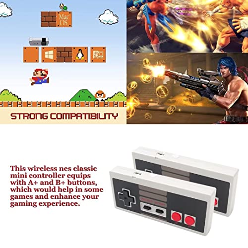 Wireless Game Controller for NES/SNES Classic Mini Edition, 2.4G Wireless Rechargeable Gamepad One Charge Lasts 100 Hours 2 Packs