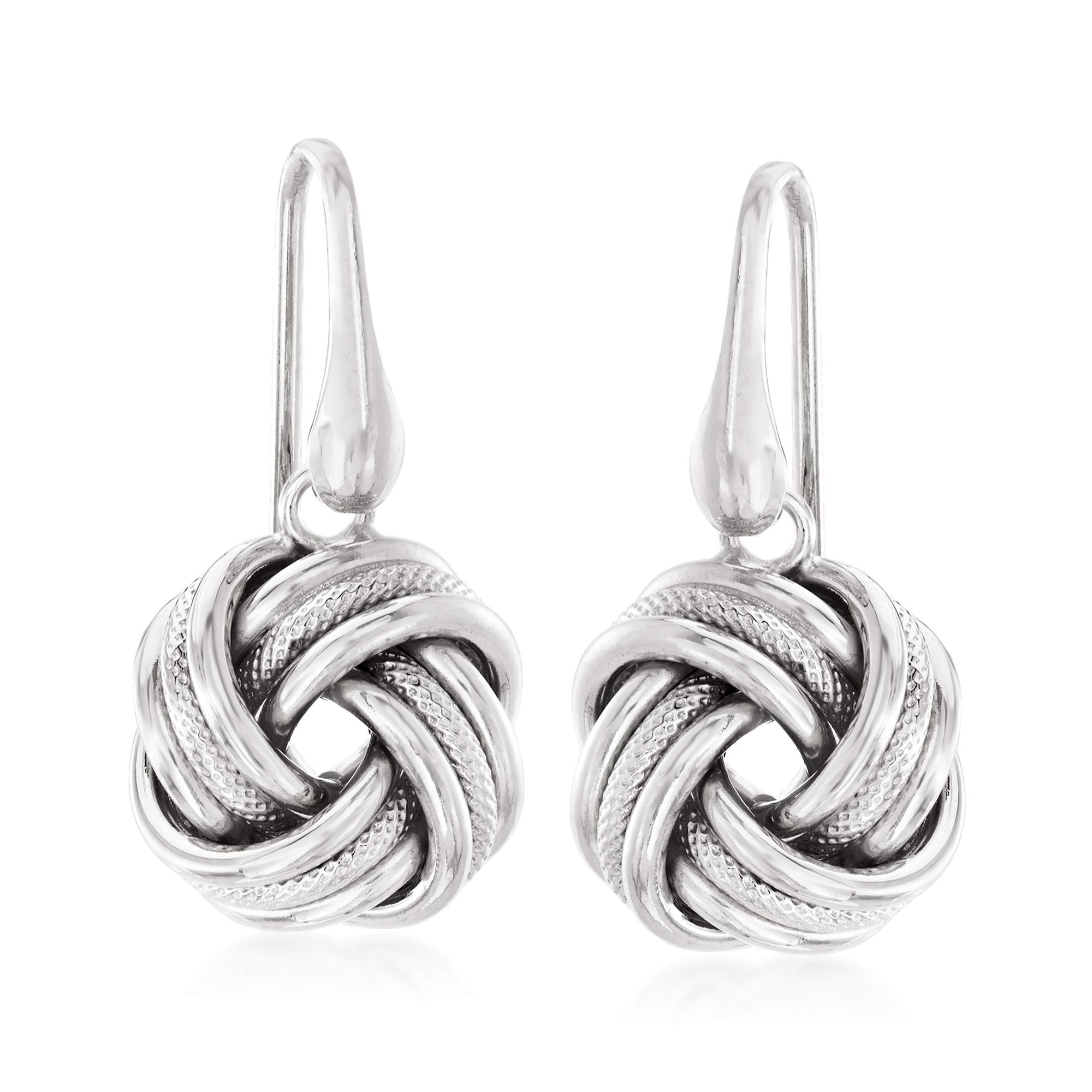 Ross-Simons Italian Sterling Silver Love Knot Drop Earrings