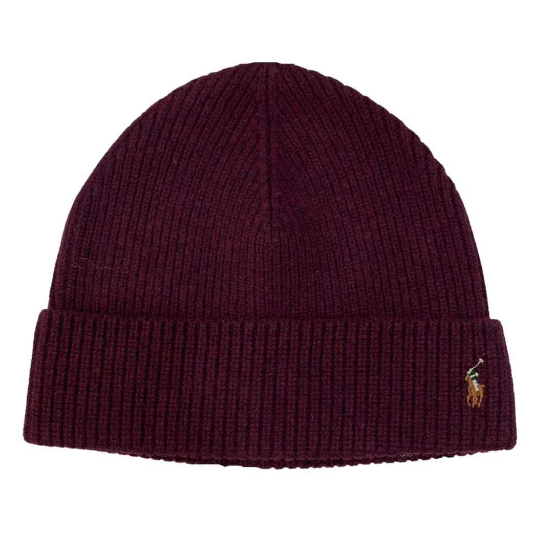 POLO RALPH LAUREN Signature Pony Cuff Hat Burgundy