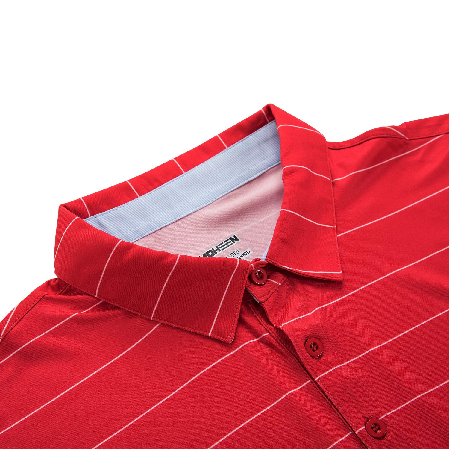 Men's Short Sleeve Quick Dry Slim Fit Golf Polo Shirt Caaual Striped Regular Fit T-Shirt Red 4XL