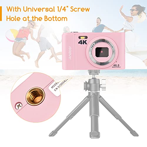 mewmewcat Mini Digital cameraPortable Digital Camera 48MP 4K 2.8-inch IPS Screen 16X Zoom Self-Timer 128GB Extended Memory Face Detection-Shaking with 2pcs Batteries Hand Strap Carry Pouch