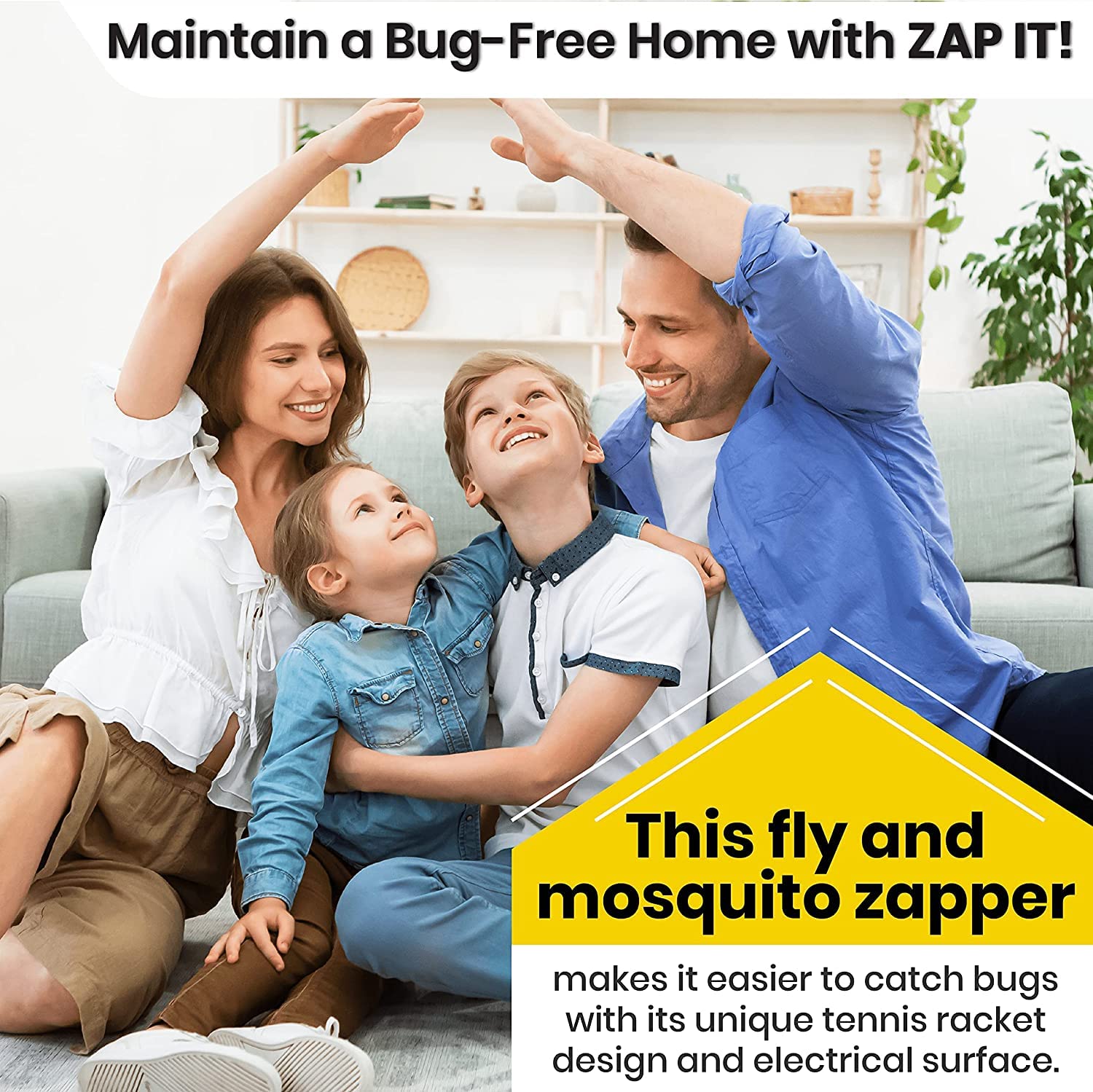 ZAP IT! Bug Zapper Battery Powered (2xAA Included) Bug Zapper Racket, 3,500 Volt
