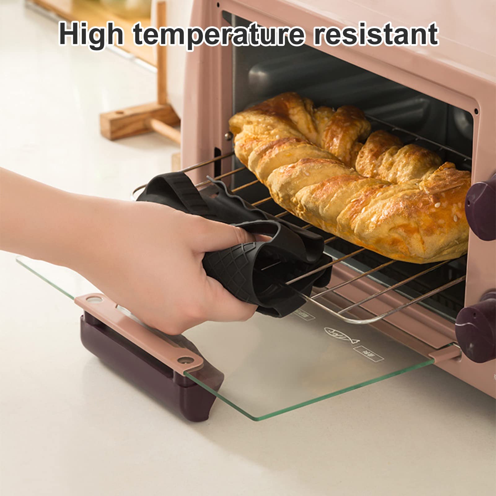 Silicone Assist Hot Handle Holder, Anti-scalding Clip, Oven Gloves Cooking Pinch Mitts, Pot Sleeve Heat Resistant Kitchen Potholders, Hands Guard Kitchen Gadget for Cooking, Picnic Black
