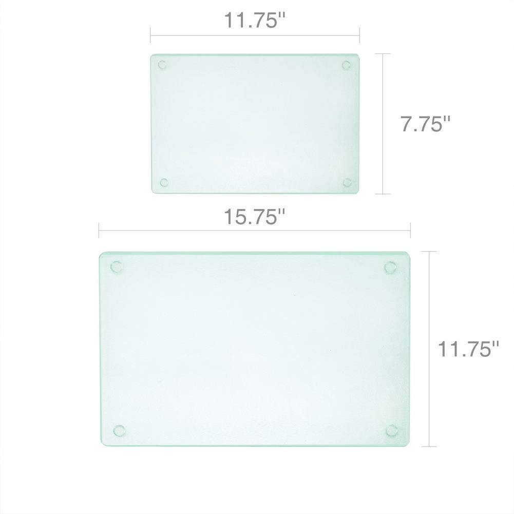 Murrey Home Glass Cutting Board Set for Kitchen Counter, Tempered Glass Chopping Boards Dishwasher Safe, Clear Countertop Tray, 4PC