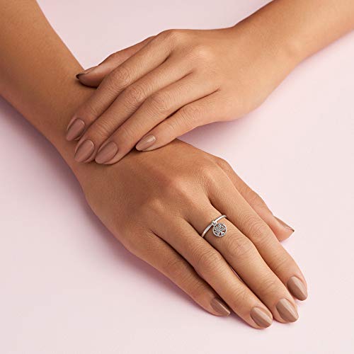 Pandora Dangling Family Tree Ring - Sterling Silver Ring for Women - Layering or Stackable Ring - Intricately Hand-Finished Ring - Gift for Her - Sterling Silver with Clear Cubic Zirconia - Size 5