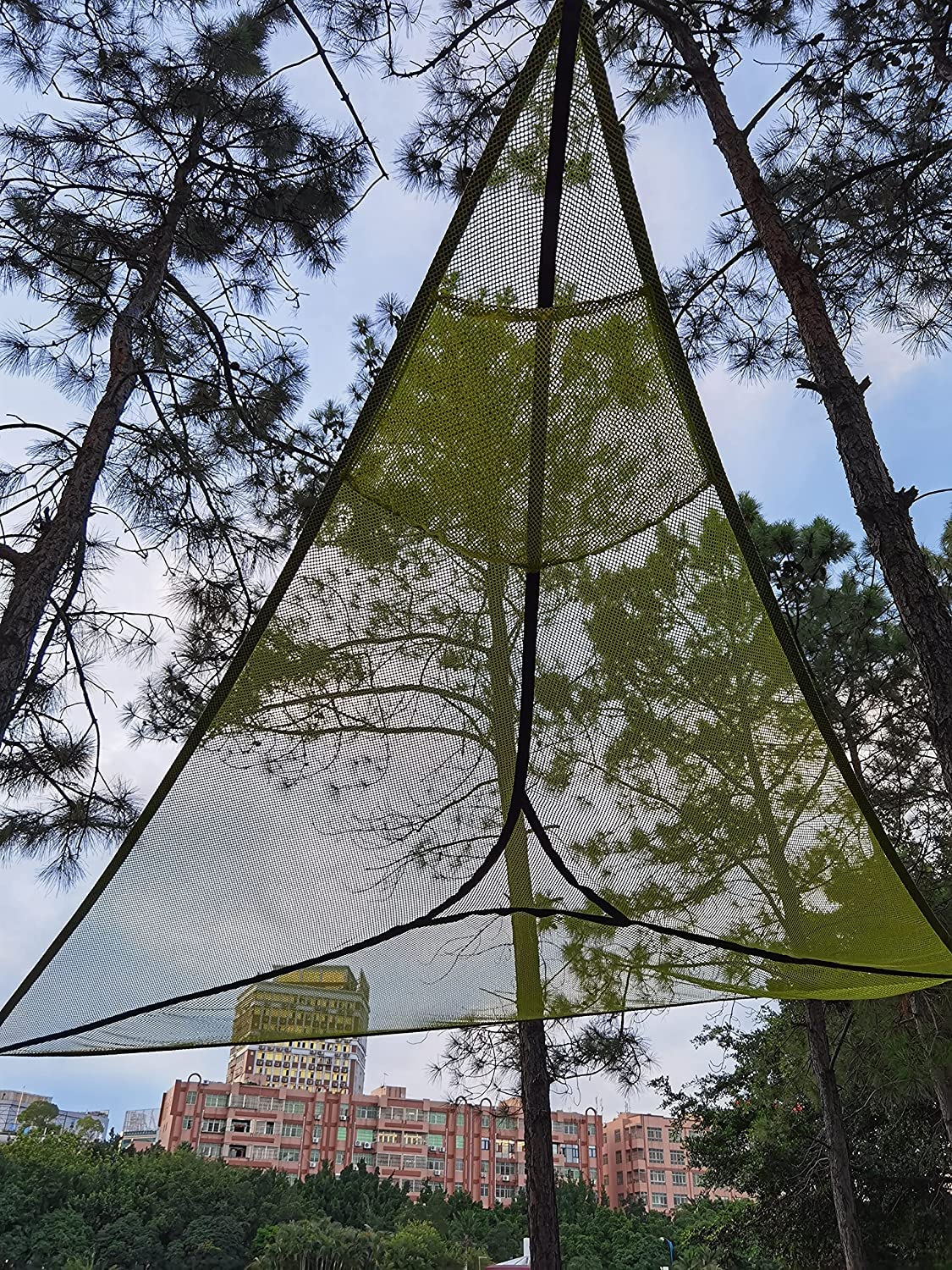 Revolutionary Giant Aerial Camping Hammock - 300cm Multi-Person Hammock -Triangle Aerial Mat -3 Point Outdoor Hammock Hammock Tree House Air Sky Tent ,Green