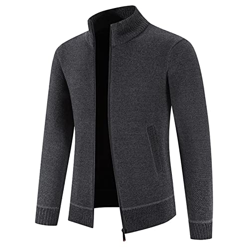 STAOEDU Men's Plush Baggy Comfy Outdoor Tops Long Sleeve Casual Outerwear Classic Simple Plain Commute Blouse Dark Gray