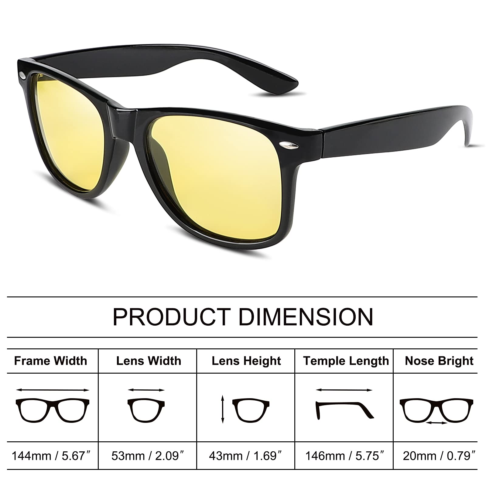 Night Vision Glasses Polarized Anti-Glare, HD Night Driving Yellow Glasses for Women Men