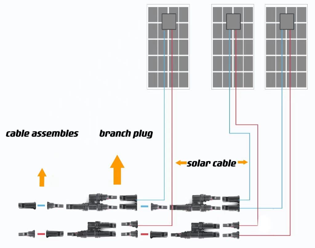 Nixesky 10PCS Solar Branch Connectors Y Connector in Pair MMF+FFM for Parallel Connection T2 Connector (5)