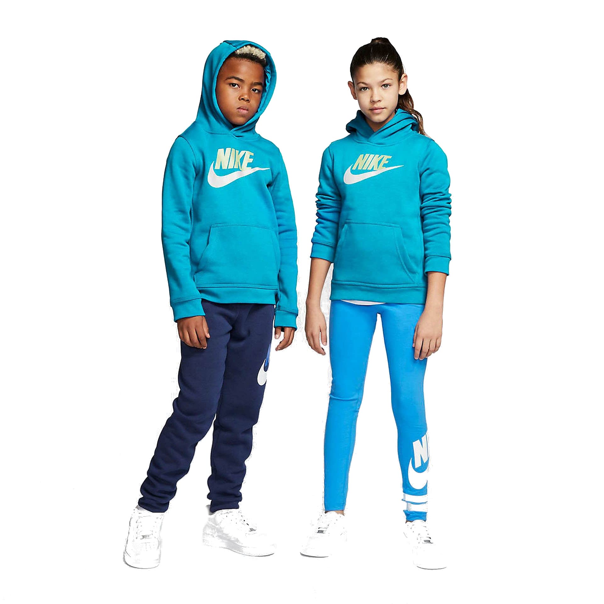 Nike Boys' Sportswear HBR Club Fleece Hoodie (Chlorine Blue, Large)
