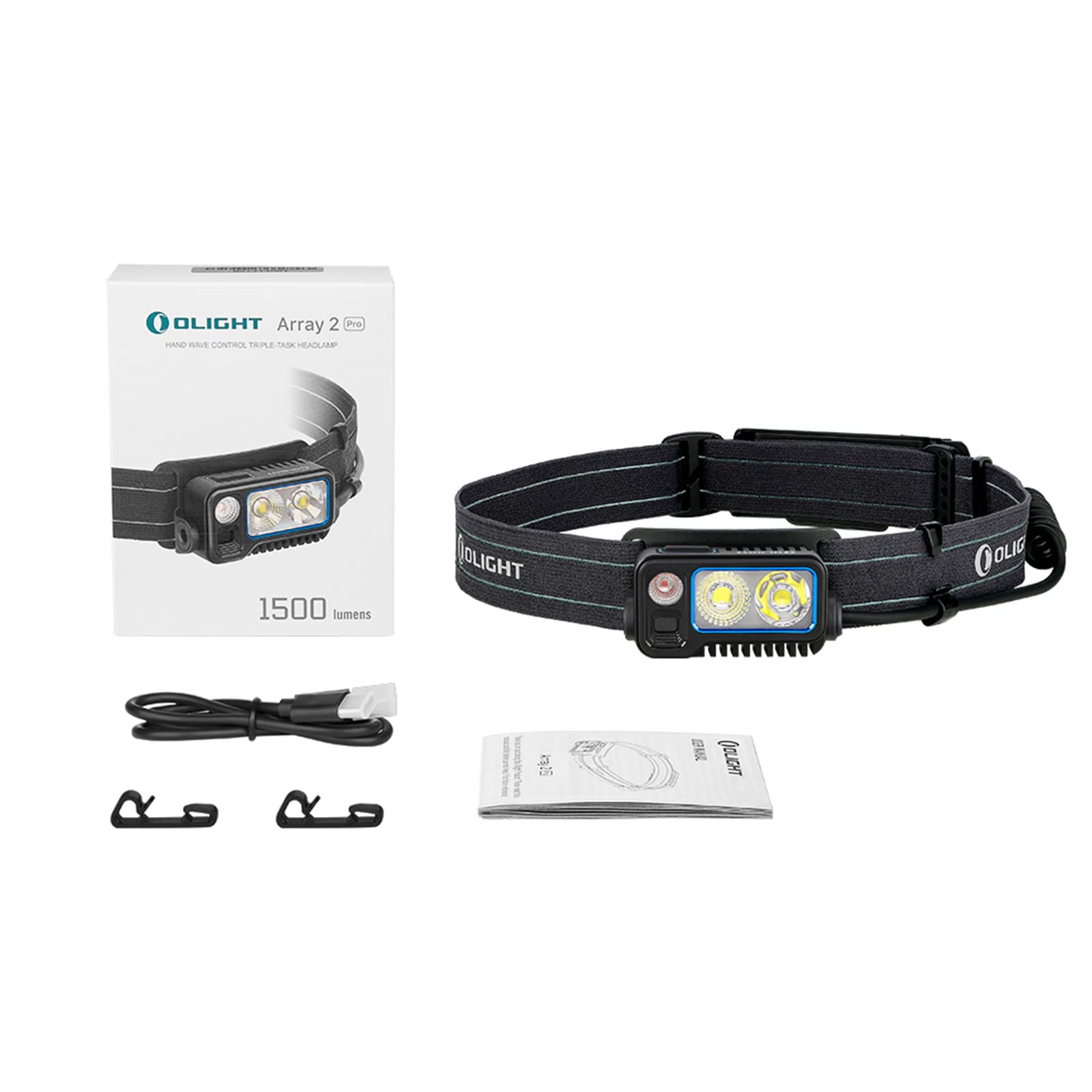 OLIGHT Array 2 Pro 1500 Lumens Headlamp with Red Light Option, Powered by USB-C Rechargeable LED Headlight with Motion Sensor for Outdoors, Camping, Running, Working (Black)