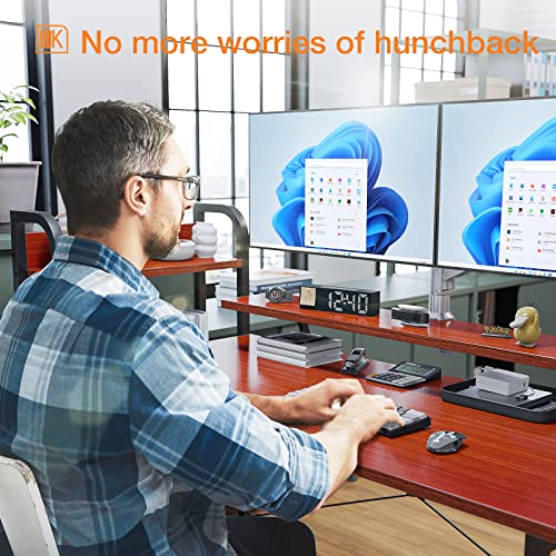 ODK Computer Desk with Storage Shelves 47 inch Home Office Desk with Hutch Bookshelf Reversible Sturdy Writing Table Modern Simple Style,Teak