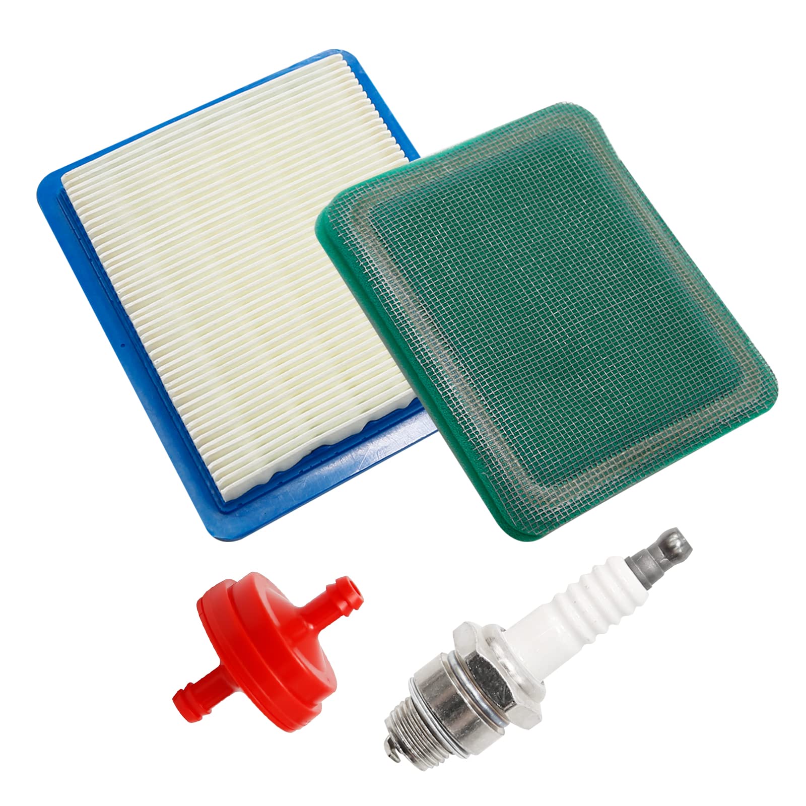 UOIENRT Air Filter with Pre Filter Fuel Filter Spark Plug Replacement for BS 625e 675ex 725ex Troy-Bilt TB110 TB230 TB130 TB210 3.5-6.75 Gross HP LG491588JD, 491588S 491588 399959