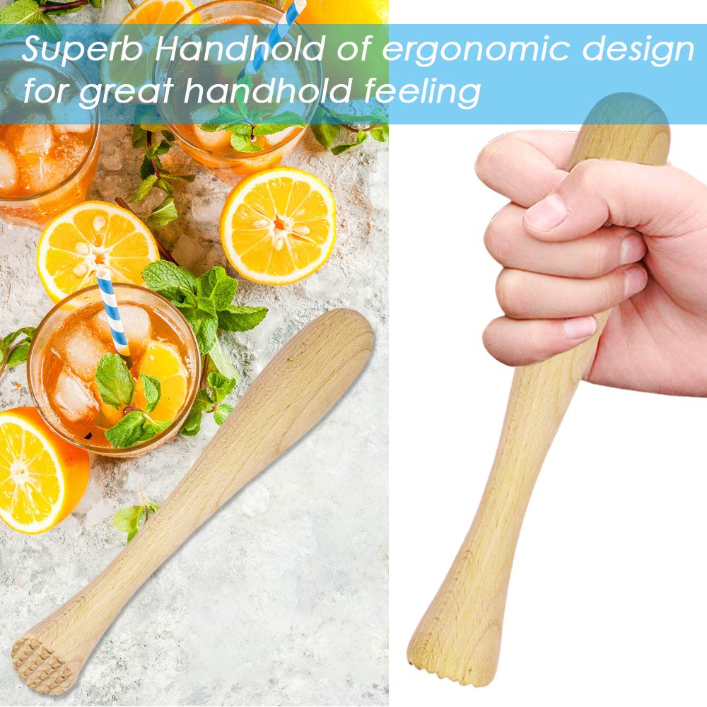 Set of 2, Cocktail Muddler Wood Bar Muddler, DaKuan Wooden Cocktail Muddler for Making Cocktails and Juice Drinks Tools(7.87 in/ 20 cm)