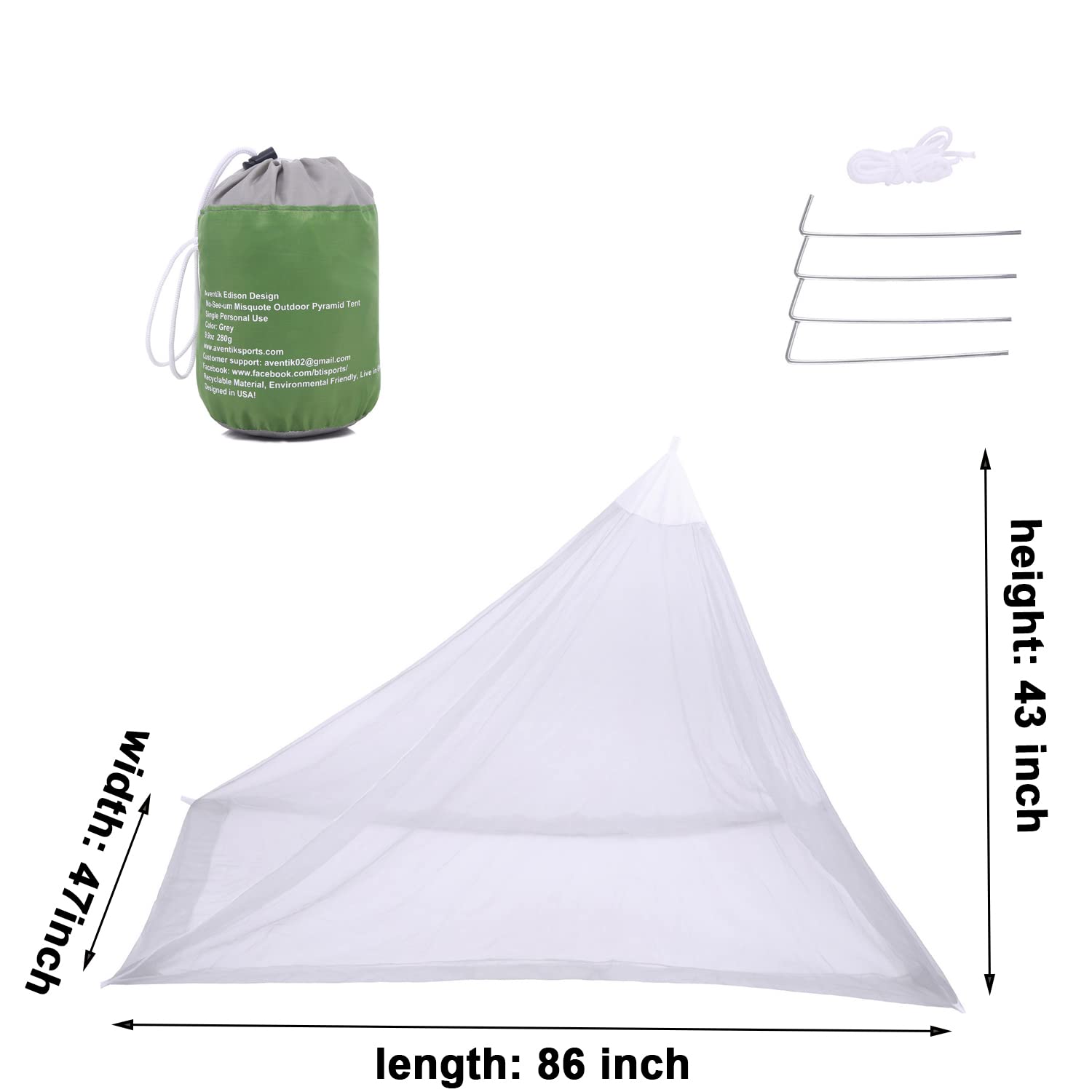 No-See-Um Camping Mosquito Net Bed Compact and Ultra-Light for Travel,Finest Holes Mesh 2000 Noseeum Netting for Camping and Hiking, Without Sleeping Mat (Single Light Grey Color,M)