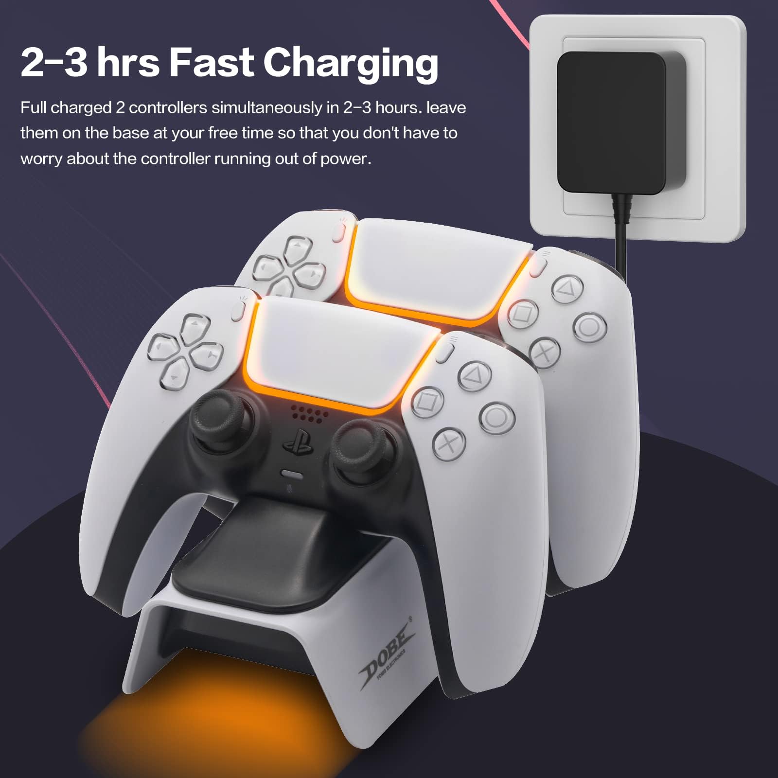 PS5 Controller Charger Station, Dualsense Charging Station for PlayStation 5 with 5V 3A AC Adapter