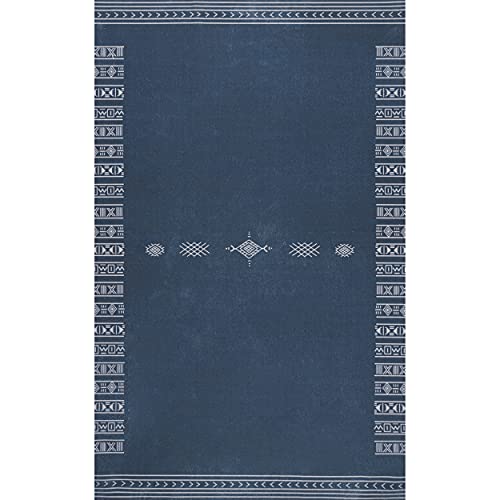 nuLOOM Arina Machine Washable Global Inspired Simplistic Tribal Ultra Thin Area Rug, 8' x 10', Navy