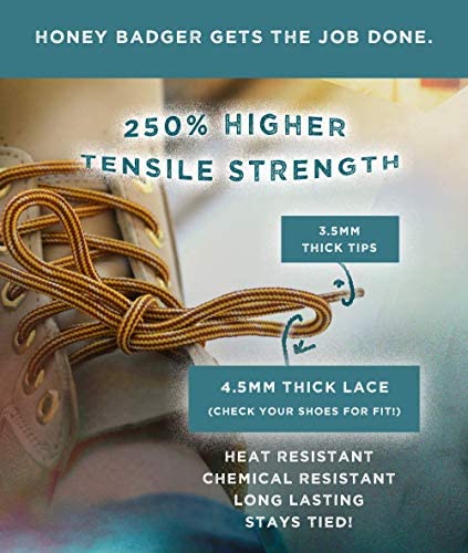 Mercury + Maia Honey Badger Survival Paracord Boot Laces - 7 Strand Nylon Core - Made in USA (Red, 54 inches, 1 Pair)